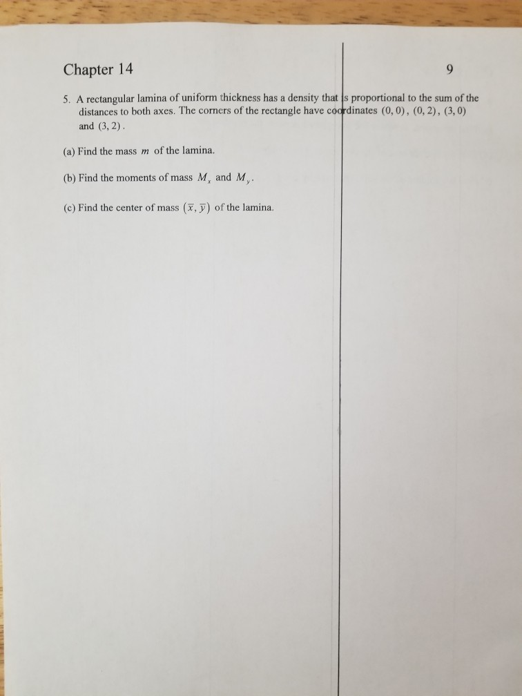 Solved Chapter 14 5. A rectangular lamina of uniform | Chegg.com