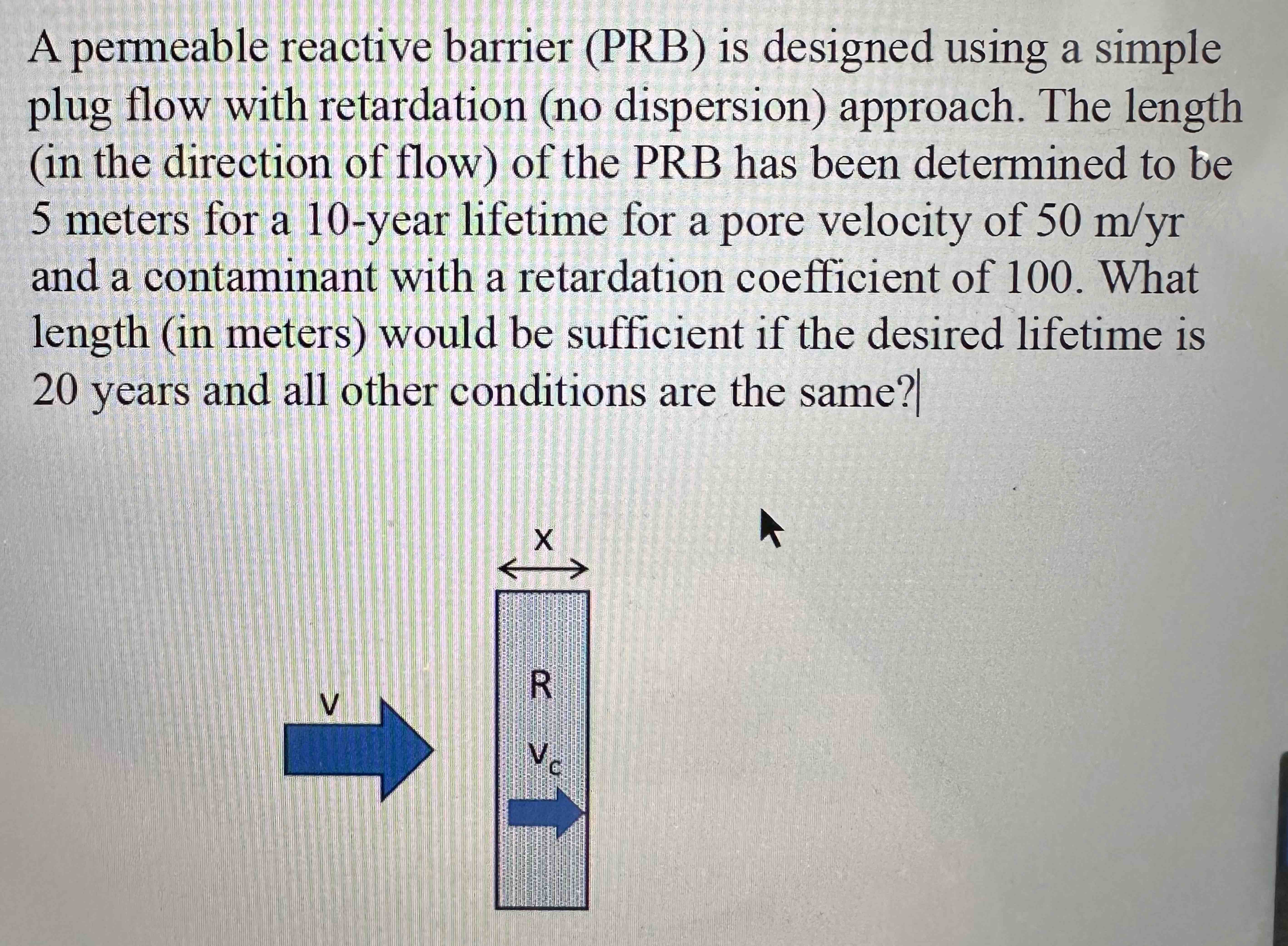 Solved A permeable reactive barrier (PRB) ﻿is designed using | Chegg.com