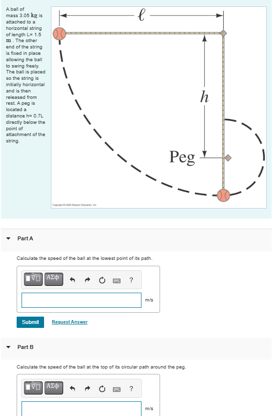 Solved A ball of mass 3.05kg i: attached to a horizontal | Chegg.com