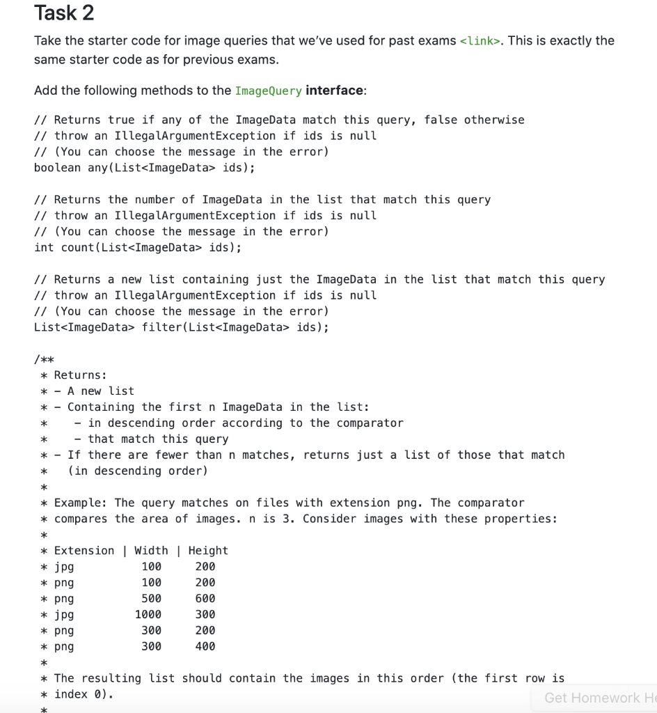 Task 2 Take the starter code for image queries that | Chegg.com