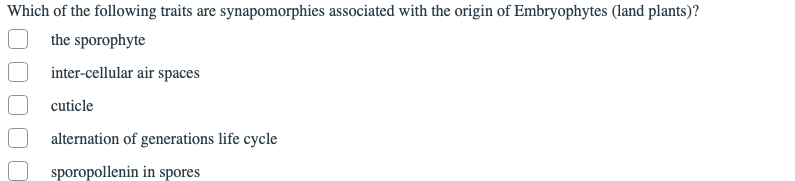 Solved Which of the following traits are synapomorphies | Chegg.com