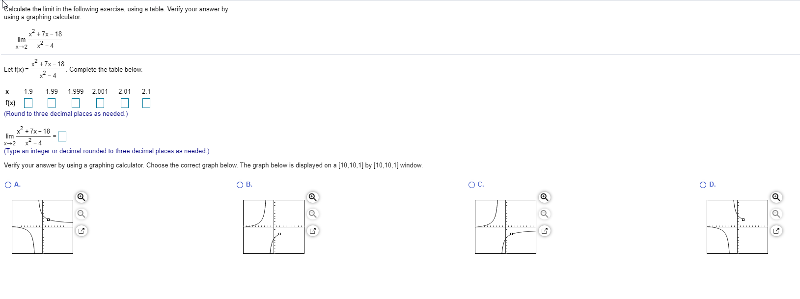 Solved halculate the limit in the following exercise, using | Chegg.com