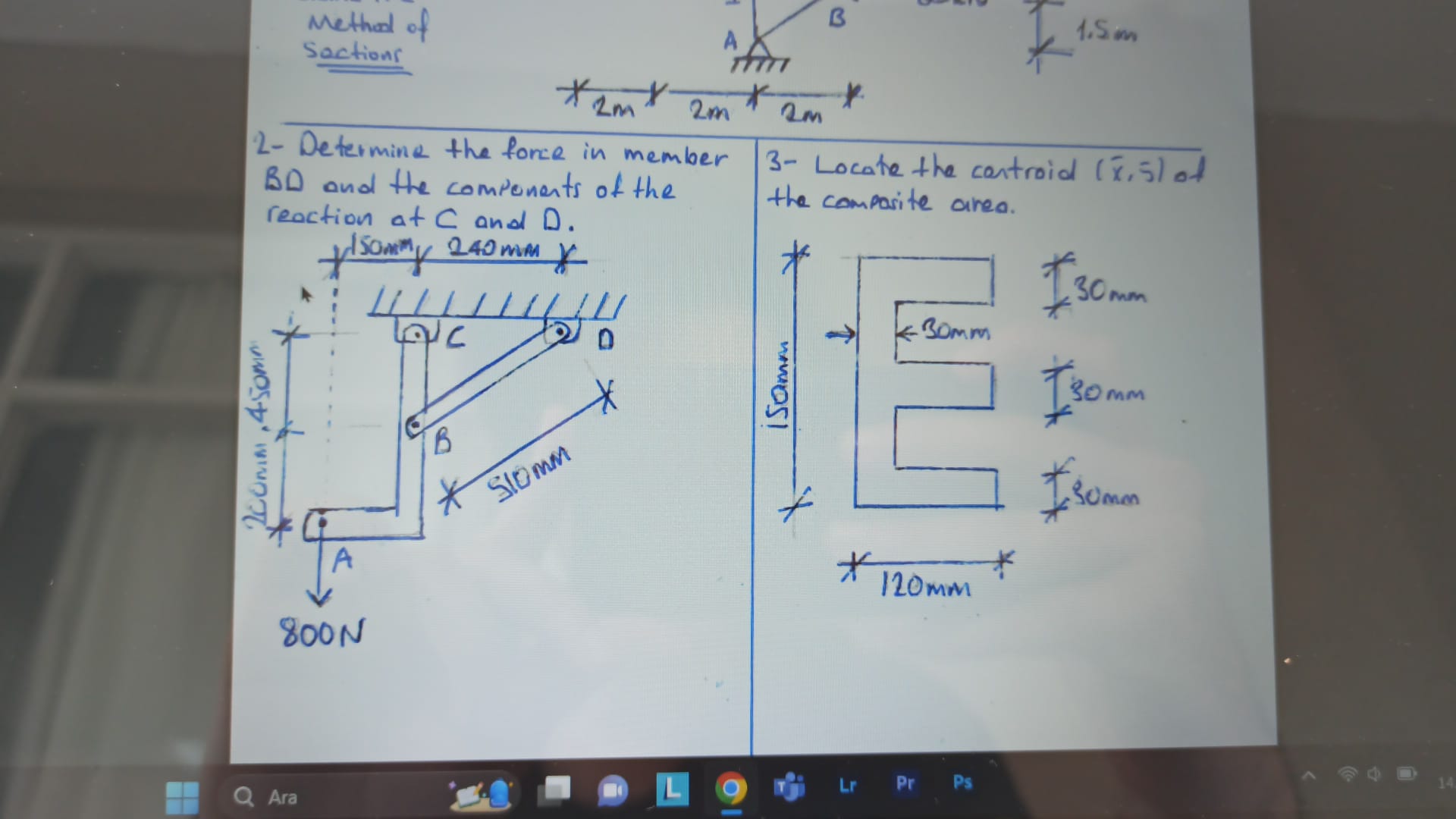 Solved Method of Sactions 2- Determine the force in member | Chegg.com
