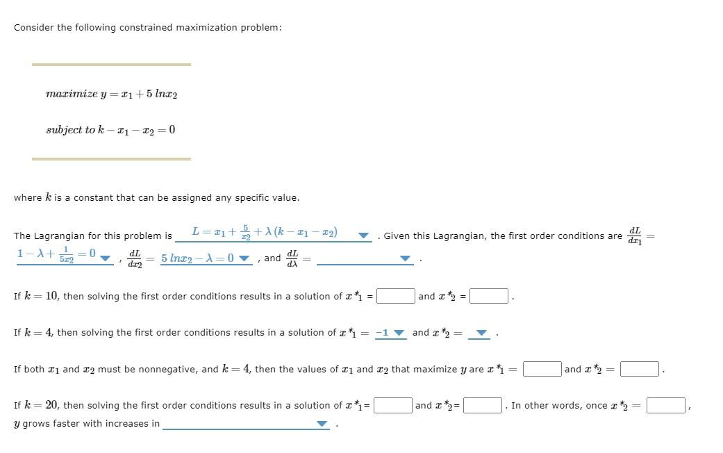 Solved Consider The Following Constrained Maximization