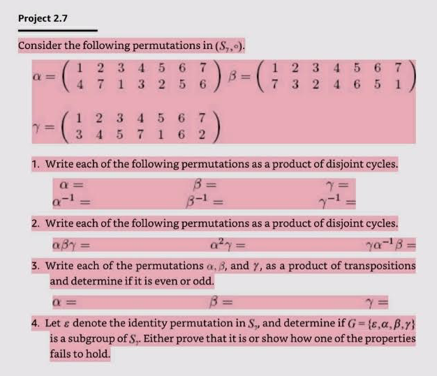 Solved Project 2.7 Consider the following permutations in | Chegg.com