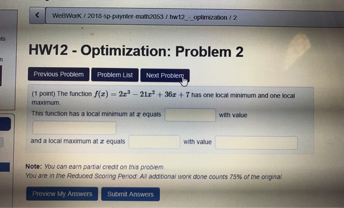 Solved WeBWorK/ 2018-sp-paynter-math2053 / hw12- | Chegg.com Solved WeBWorK/ 2018-sp-paynter-math2053 / hw12- | Chegg.com