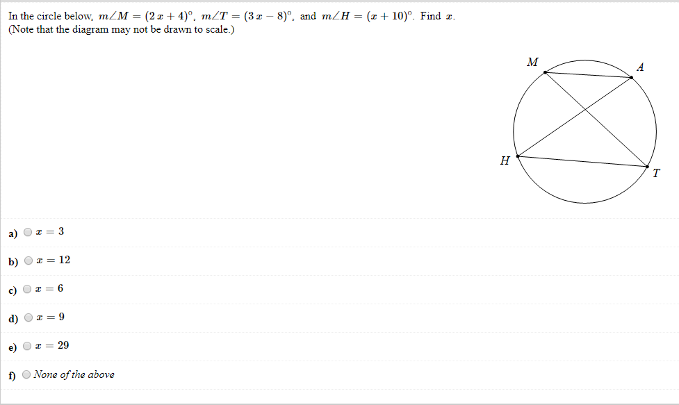 Solved In the circle below, m/M = (2x + 4)", mZT = (30 - | Chegg.com