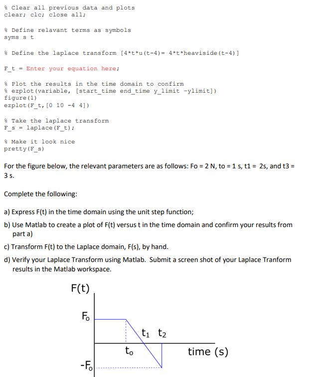 Solved % Clear all previous data and plots clear; clc; close | Chegg.com
