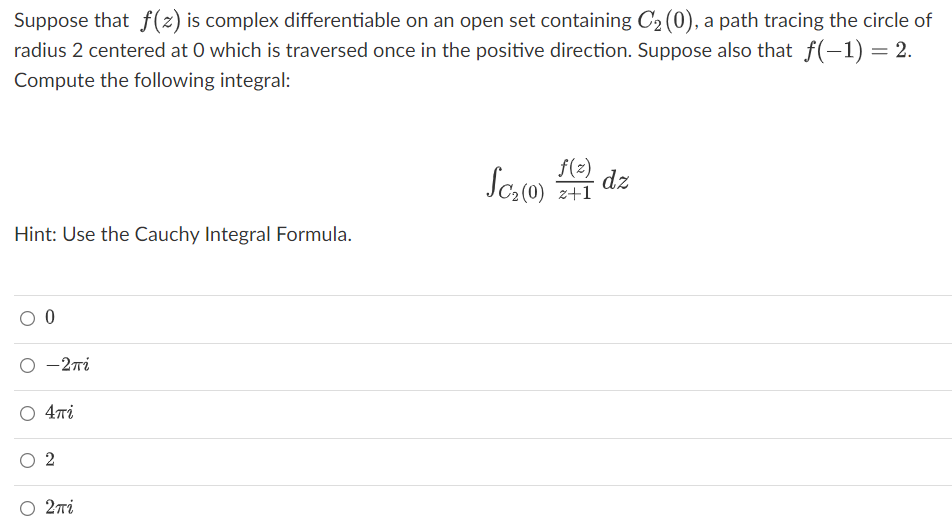 Solved Suppose that f(z) is complex differentiable on an | Chegg.com