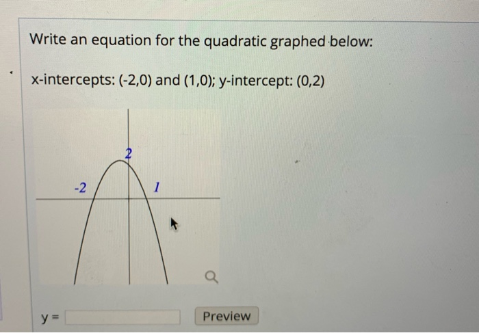 Solved Write an equation for the quadratic graphed below: | Chegg.com