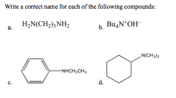 Solved Write a correct name for each of the following | Chegg.com