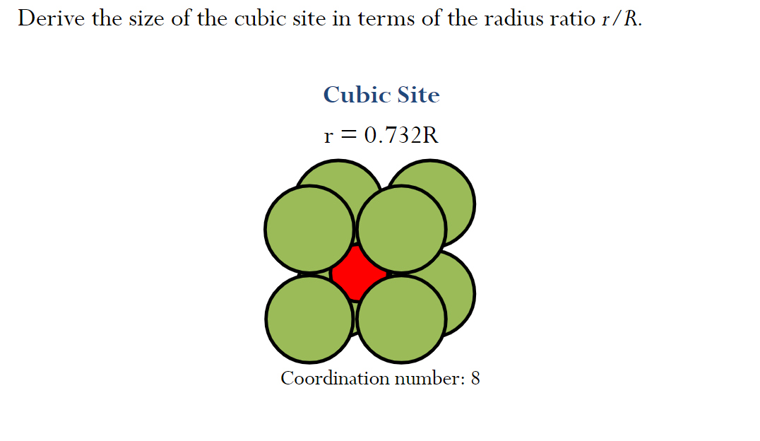 Solved Derive the size of the cubic site in terms of the | Chegg.com
