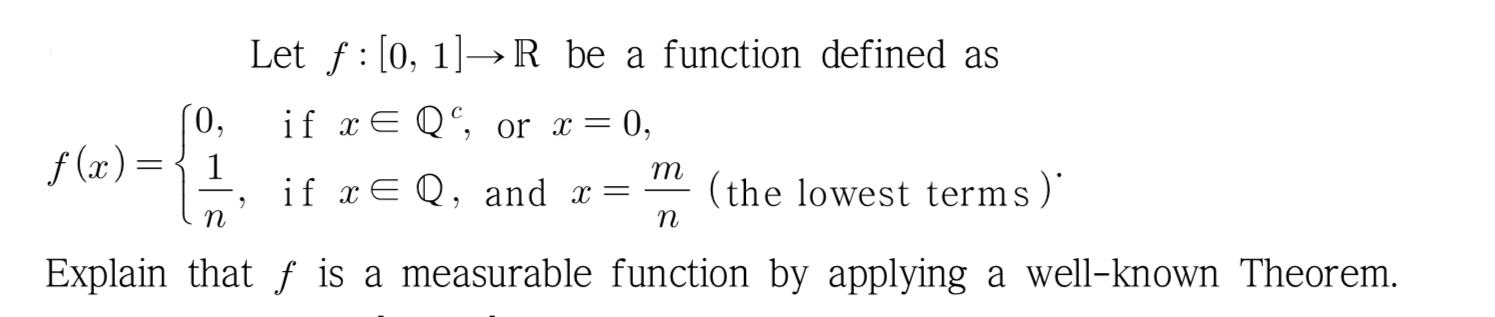Solved Let F [0 1]→r Be A Function Defined As F X {0 N1 If