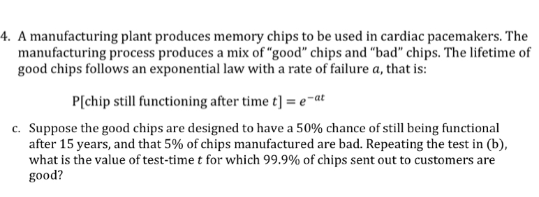 Solved A manufacturing plant produces memory chips to be | Chegg.com