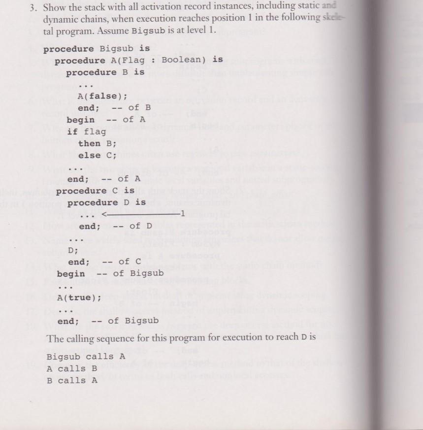 Solved 3. Show the stack with all activation record | Chegg.com