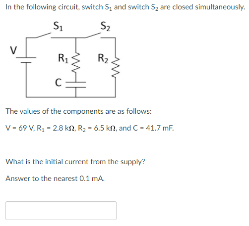 Solved In the following circuit, switch S1 and switch S2 are | Chegg.com