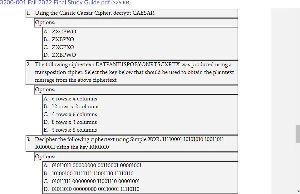 Solved 3200-001 Fall 2022 Final Study Guide.pdf (325 KB) 1. | Chegg.com