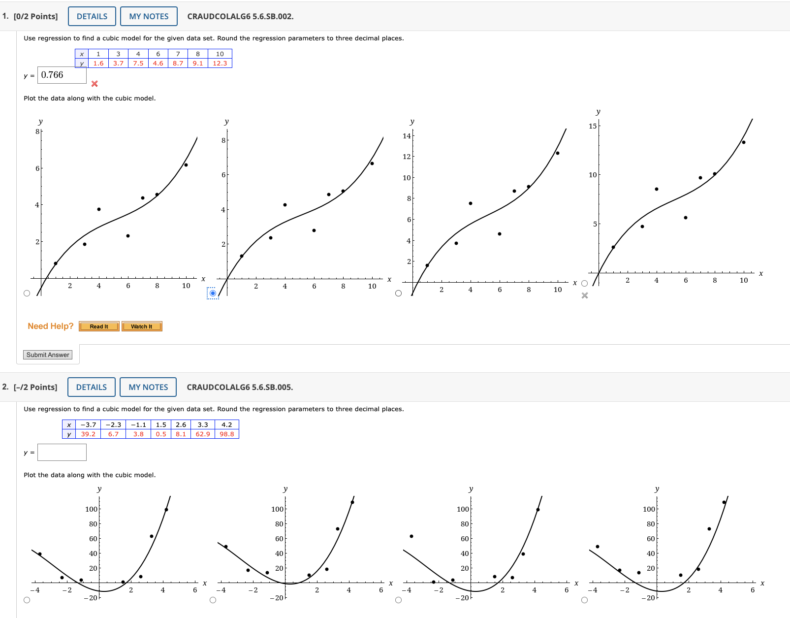 Solved Use regression to find a cubic model for the given | Chegg.com