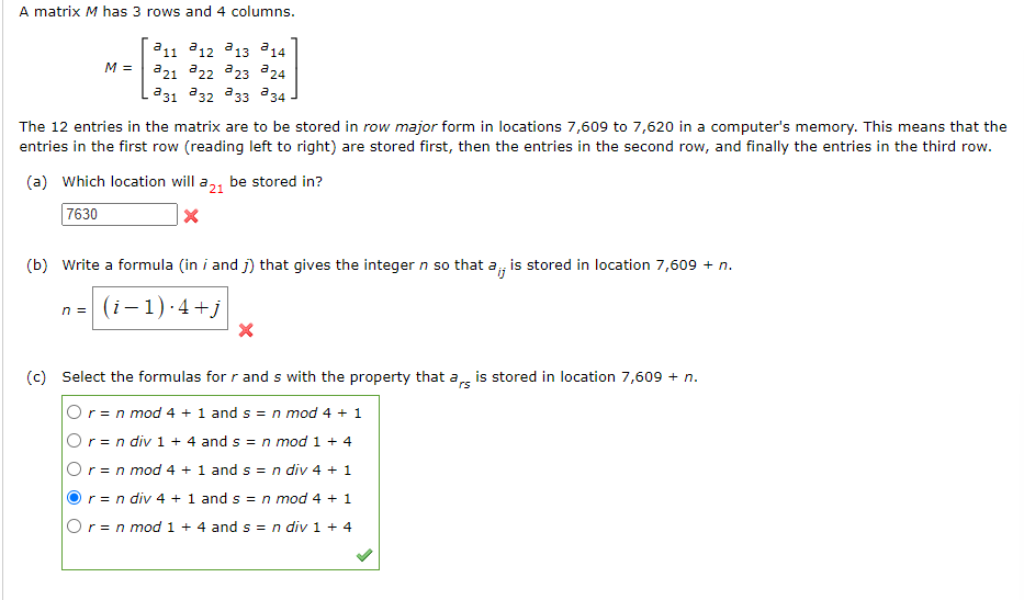 Solved A Matrix M Has 3 Rows And 4 Columns 