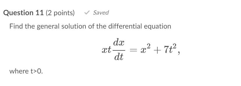 Solved Question 11 (2 points) Saved Find the general | Chegg.com