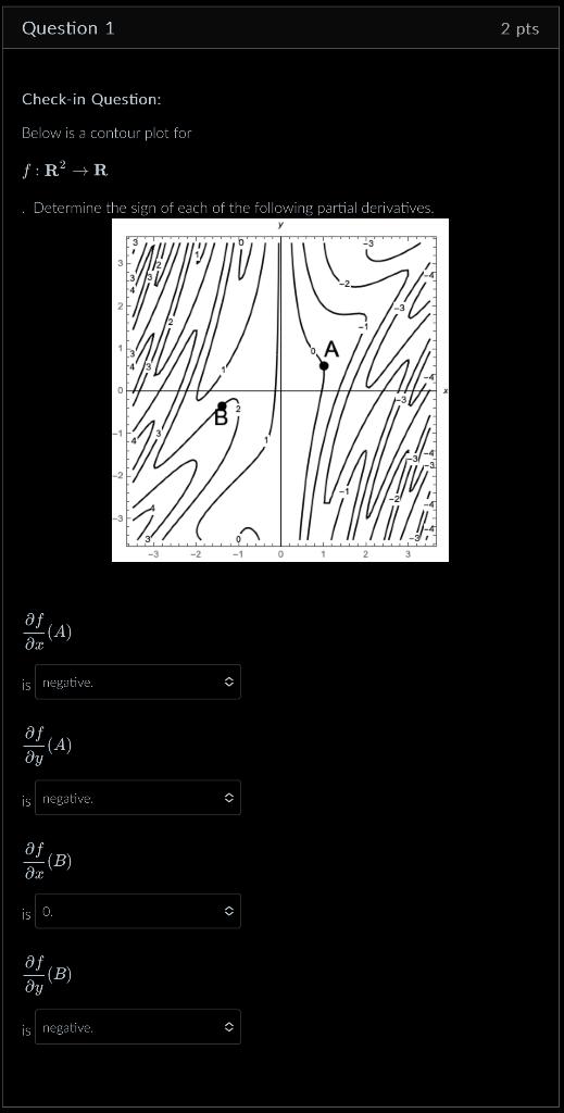 Solved Check-in Question: Below is a contour plot for f:R2→R | Chegg.com