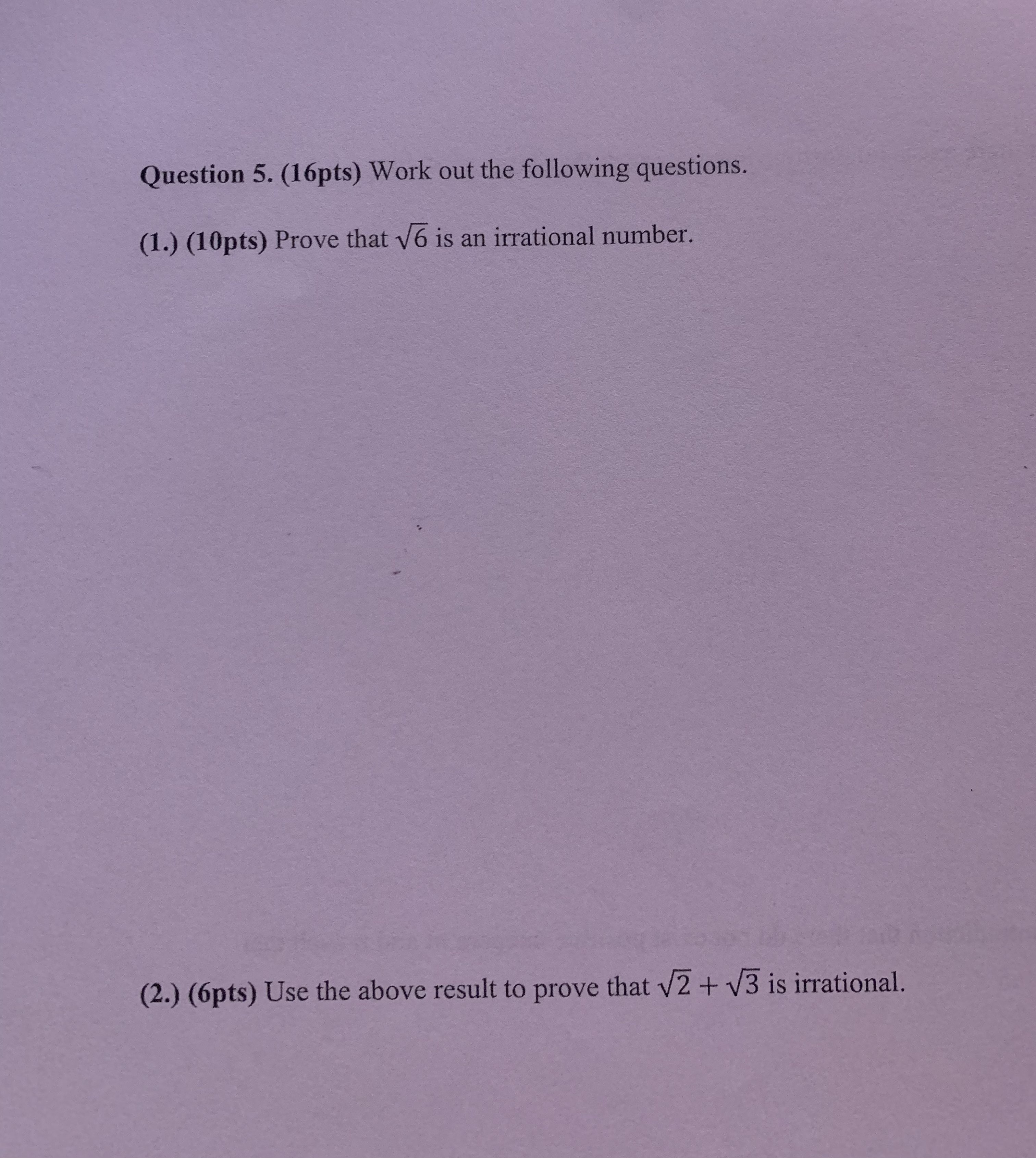 Solved Question 5. (16pts) ﻿Work out the following | Chegg.com