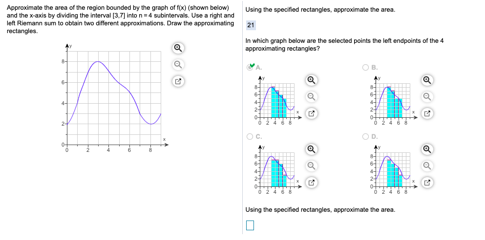 Solved Using the specified rectangles, approximate the area. | Chegg.com
