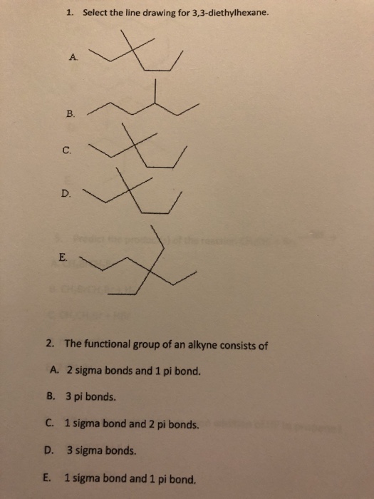 Solved 1. Select the line drawing for 3,3-diethylhexane. A. | Chegg.com