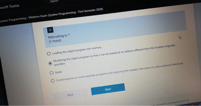 Solved Loading the object program into memory Modifying the | Chegg.com