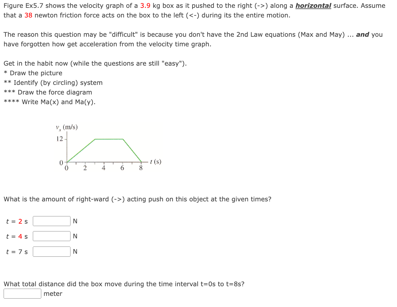Solved Figure Ex5.7 shows the velocity graph of a 3.9 kg box | Chegg.com