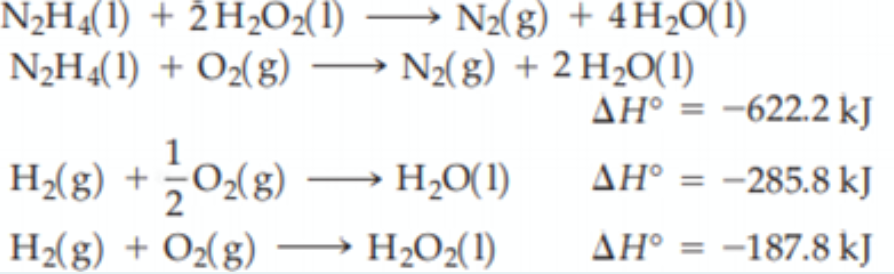Solved N2H4(1) + 2 H2O2(1) - N2(g) + 4H2O(1) N2H4(1) + O2(g) | Chegg.com
