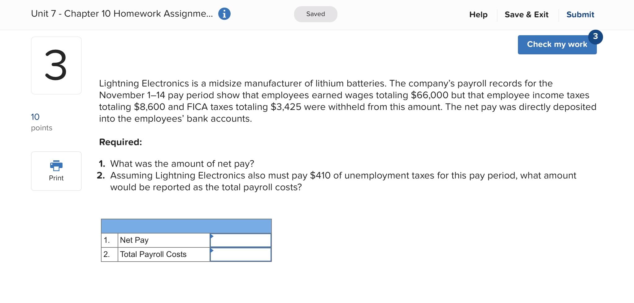 Solved Unit 7 - Chapter 10 Homework Assignme... i Saved Help | Chegg.com Solved Unit 7 - Chapter 10 Homework Assignme... i Saved Help | Chegg.com