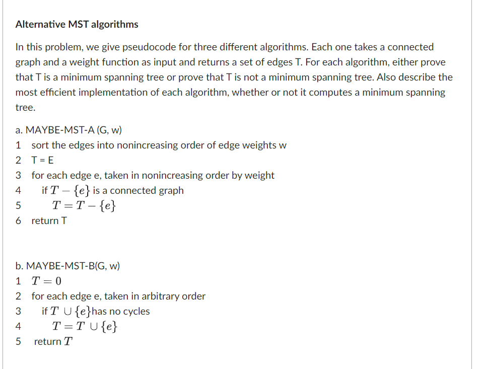 Solved Alternative Mst Algorithms In This Problem We Give