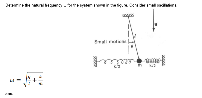 Solved Determine the natural frequency ω for the system | Chegg.com