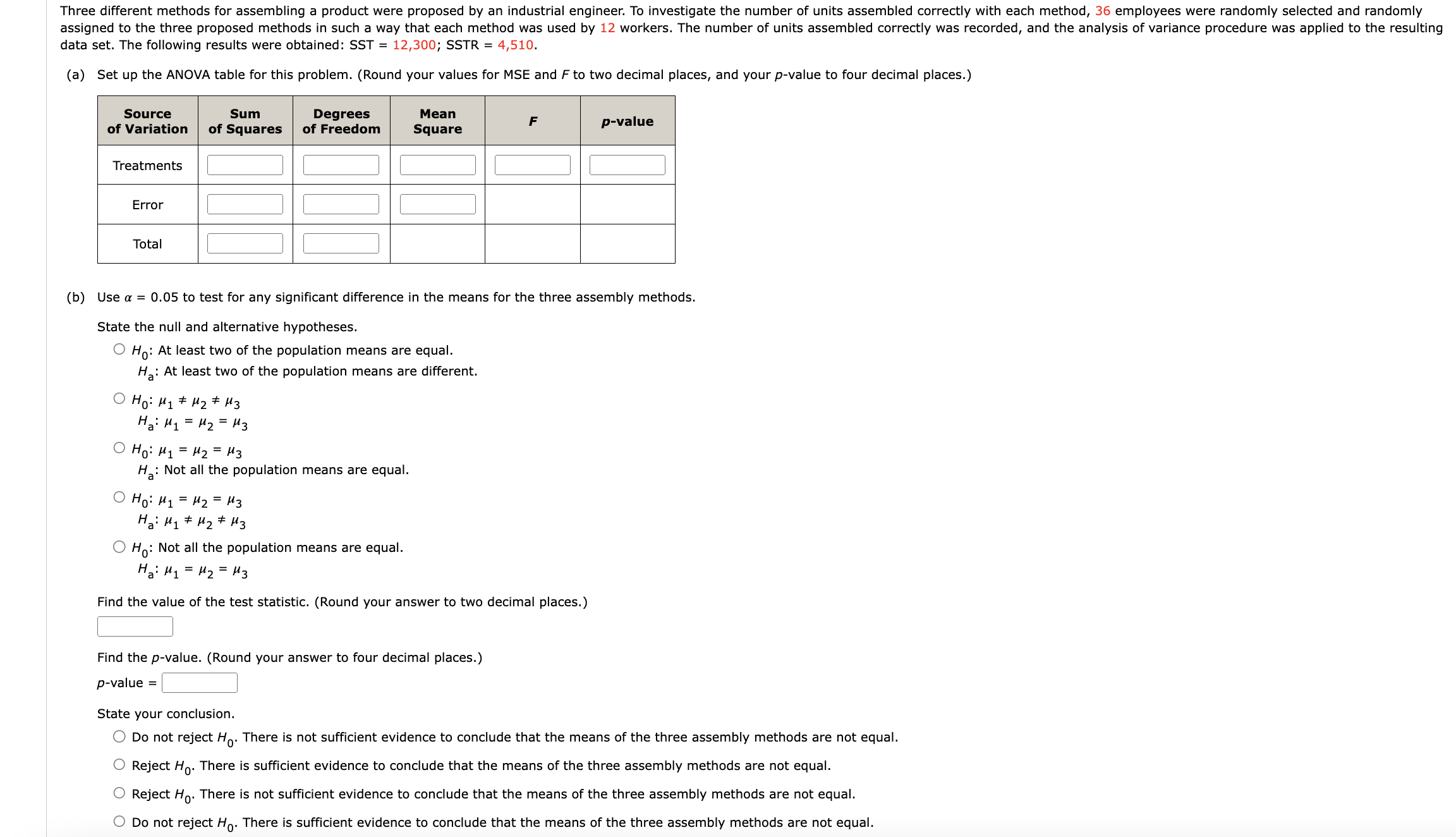 Solved data set. The following results were obtained: SST | Chegg.com