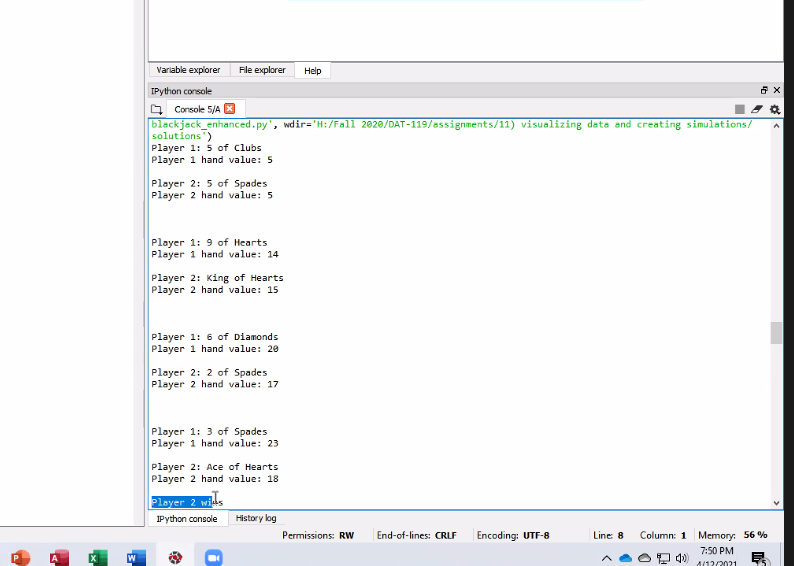 Solved PYTHON BlackJack simulations Please read carefully!!! | Chegg.com