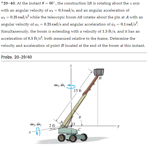 Solved ∗20−40. At the instant θ=60∘, the construction lift | Chegg.com
