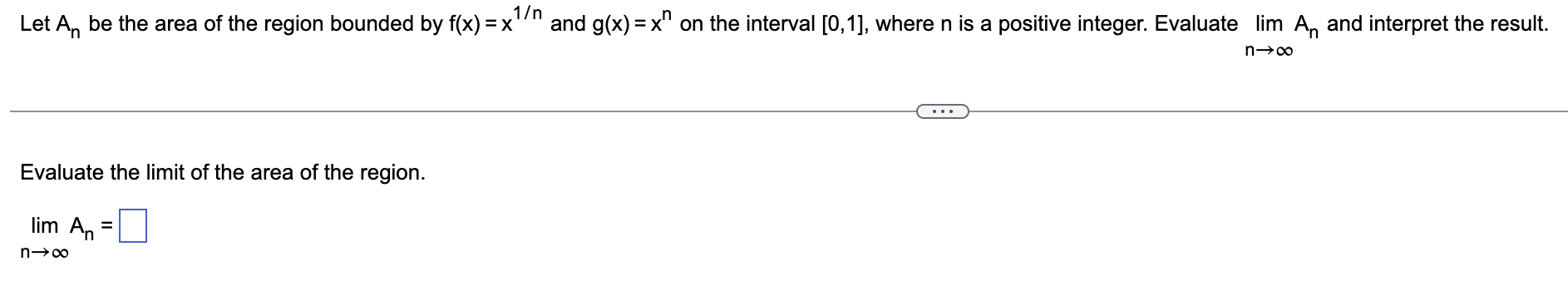 Solved Let An be the area of the region bounded by f(x)=x1/n | Chegg.com