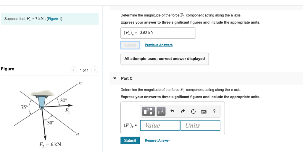 Solved Determine the magnitude of the force F1 component | Chegg.com