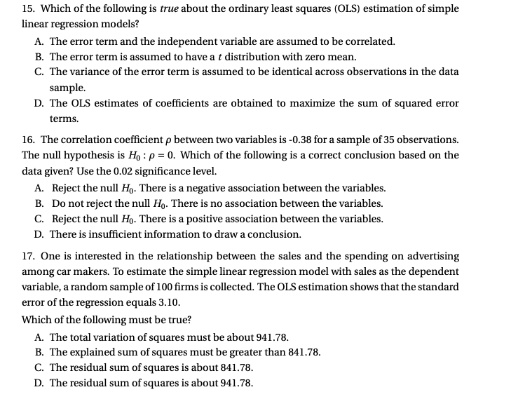 Solved 15. Which of the following is true about the ordinary | Chegg.com