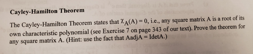 Solved Cayley-Hamilton Theorem The Cayley-Hamilton Theorem | Chegg.com