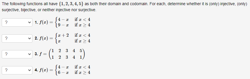 Solved The following functions all have {1,2,3,4,5} ﻿as both | Chegg.com