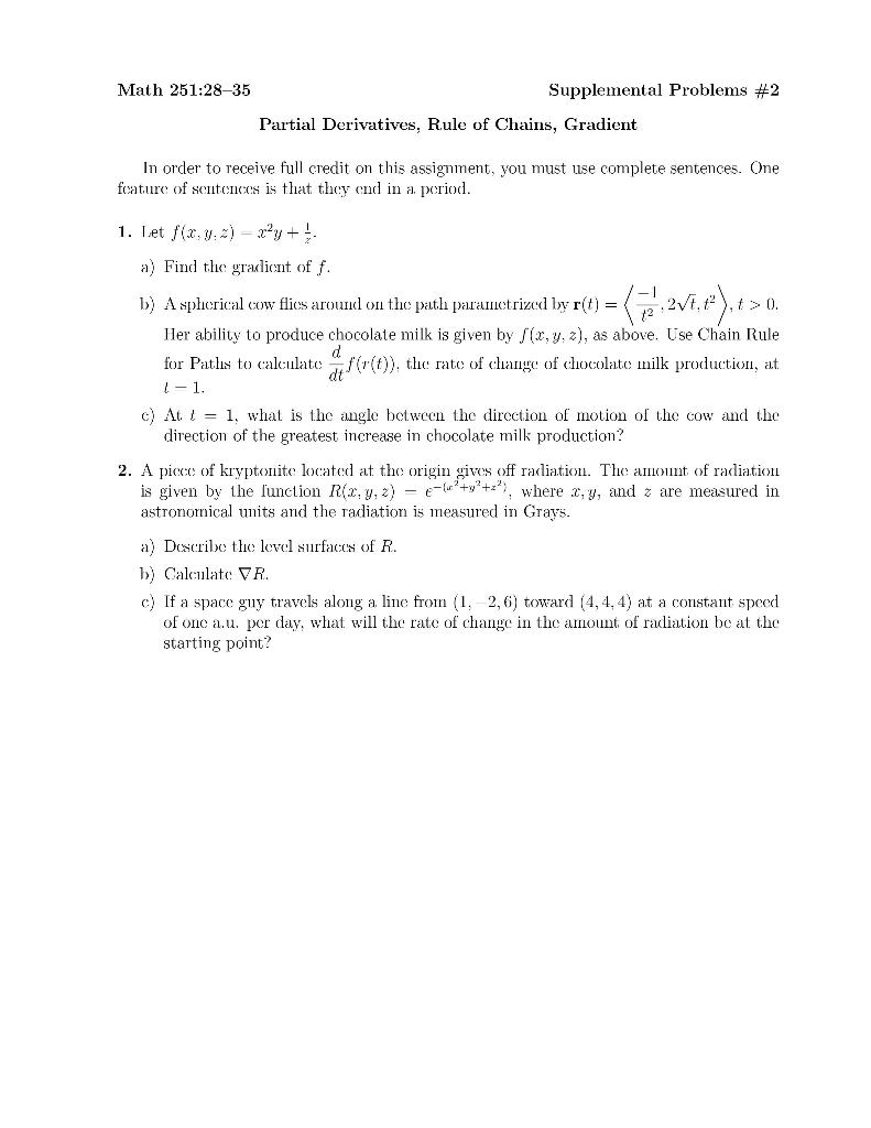 Solved Math 251:28-35 Supplemental Problems #2 Partial | Chegg.com
