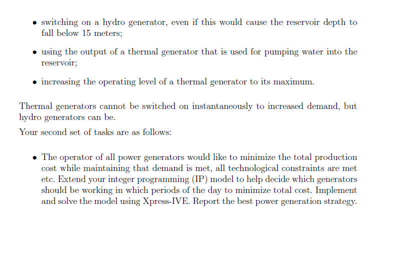 Solved Power Generation Power generators of four different | Chegg.com