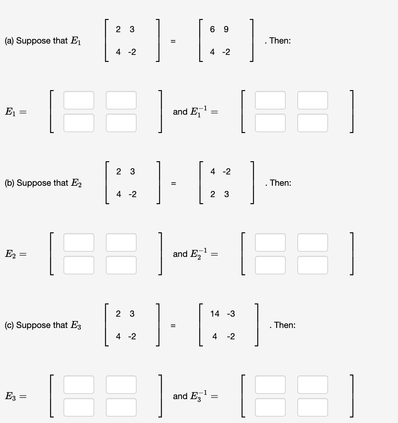 Solved There are two E1 matrices… which one do i plug it | Chegg.com