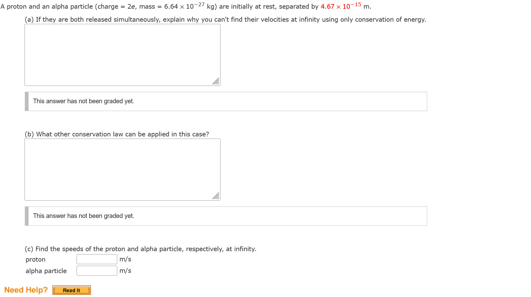Solved m. A proton and an alpha particle (charge = 2e, mass | Chegg.com