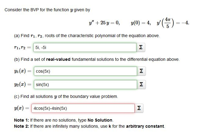 Solved Consider the BVP for the function y given by 3," + 25 | Chegg.com