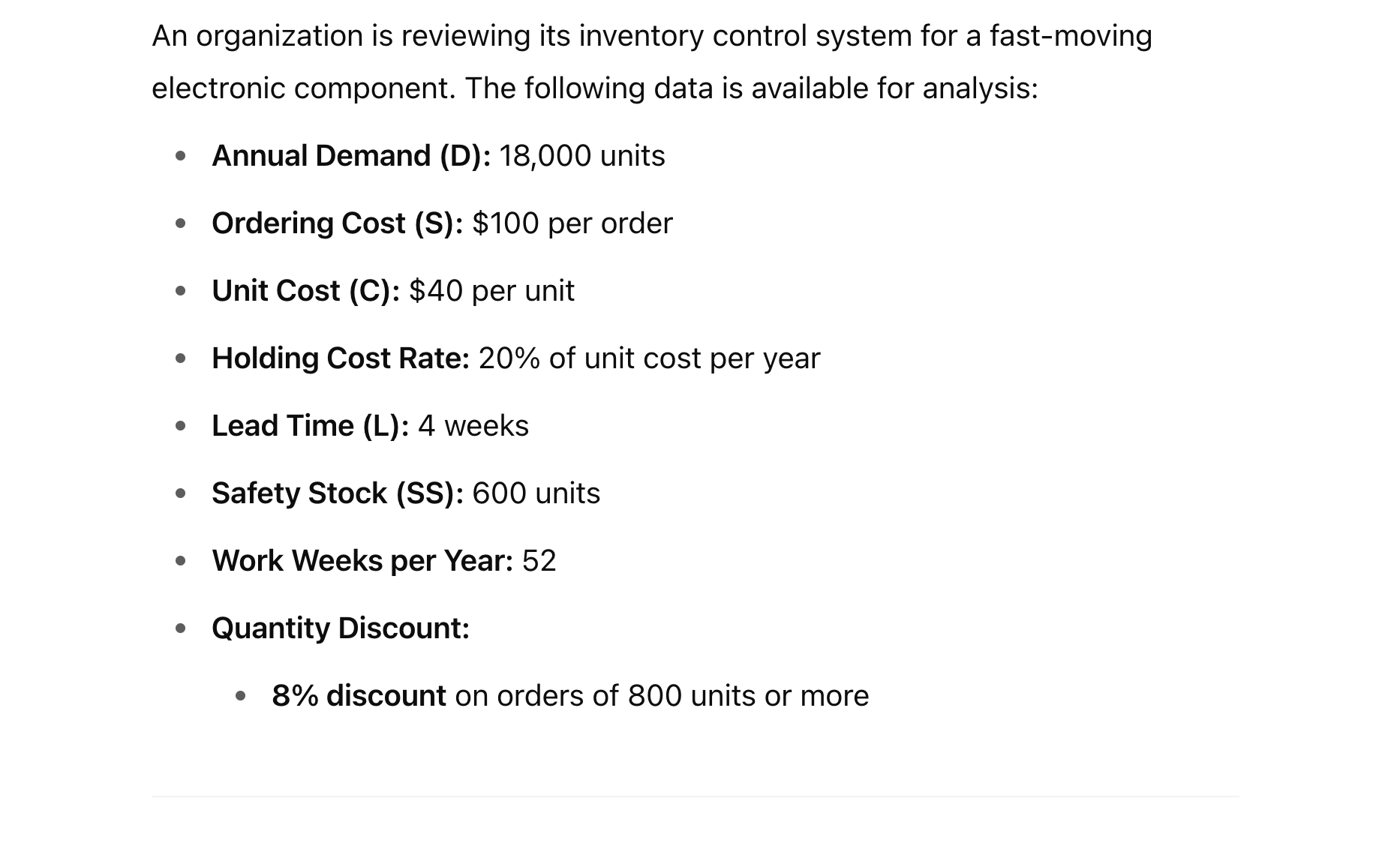 Solved Case-Based Evaluation of Order Policies and Inventory | Chegg.com