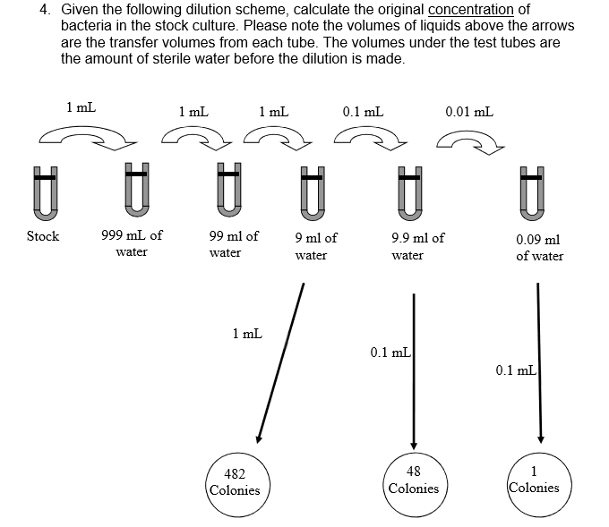 Solved 4. Given the following dilution scheme, calculate the | Chegg.com
