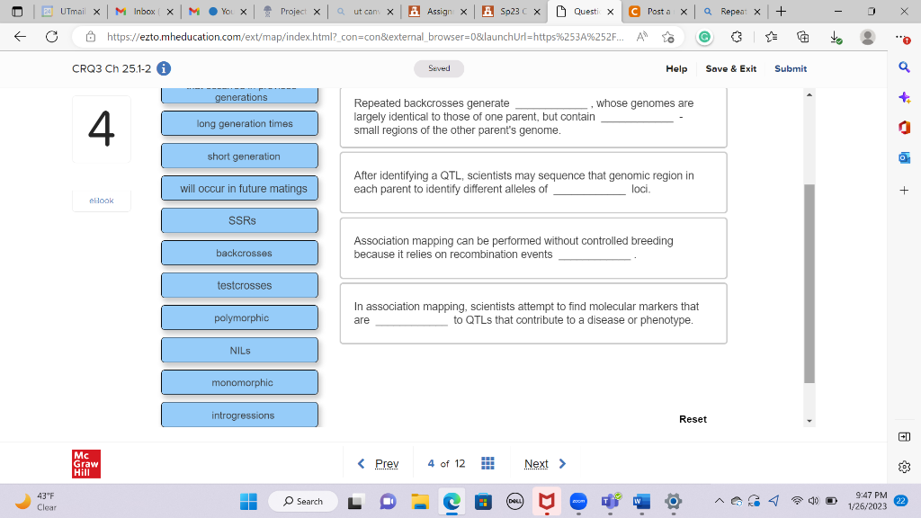 Solved Complete each sentence about QTL mapping with the | Chegg.com